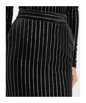 Alex Perry Column Embellished Pinstripe Velvet Maxi Skirt
