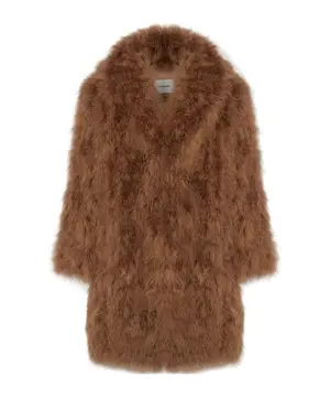YVES SALOMON Feather-detailing Coat - Beige