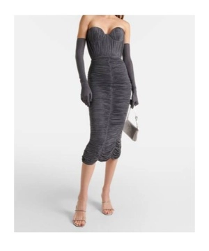 Alex Perry Crystal-embellished Ruched Jersey Midi Dress