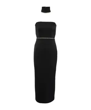 Alex Perry Crystal-embellished Satin Midi Dress - Black