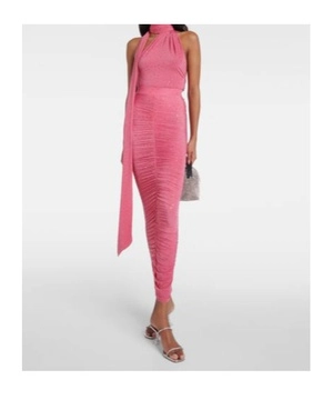 Alex Perry Embellished Ruched Jersey Maxi Skirt