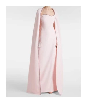 SAFIYAA LONDON Mattia Caped Embellished Crêpe Gown