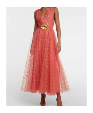 Monique Lhuillier Embellished Tulle Maxi Gown