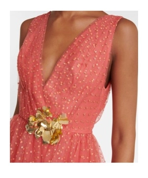 Monique Lhuillier Embellished Tulle Maxi Gown