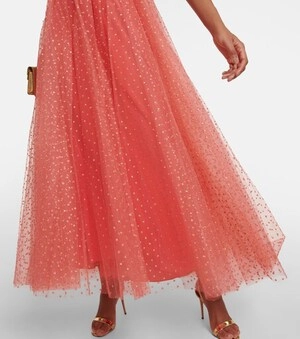 Monique Lhuillier Embellished Tulle Maxi Gown