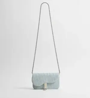 Dior Medium Saddle Pouch With Chain - Sky-blue