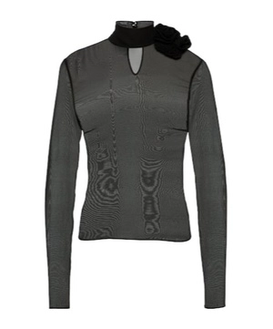 Magda Butrym Floral-appliqué Sheer Silk Blouse - Black