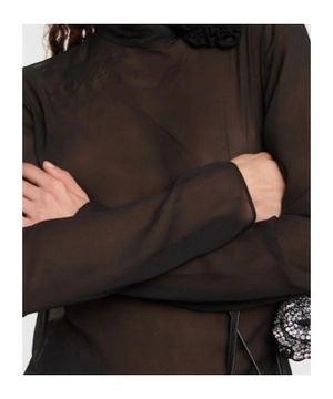 Magda Butrym Floral-appliqué Sheer Silk Blouse
