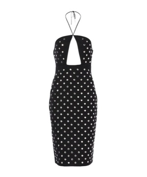 Stella McCartney Studded Cutout Halterneck Midi Dress - Black