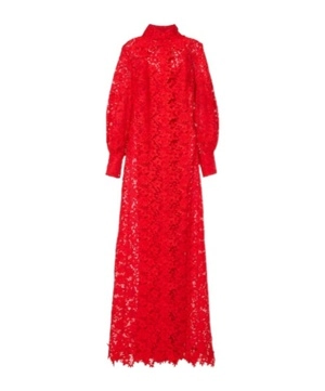 SAFIYAA LONDON Salma Lace Belted Shirt Dress - Red
