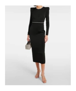 Alex Perry Crystal-embellished Satin Midi Dress