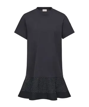 Moncler Round Neck Short Sleeve Dress - Black