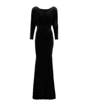 Alex Perry Open-back Velvet Gown - Black