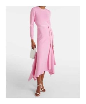 Monique Lhuillier Belted Knitted Midi Dress