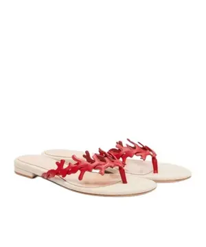 GIANVITO ROSSI Canvas And Leather Thong Sandals - Red
