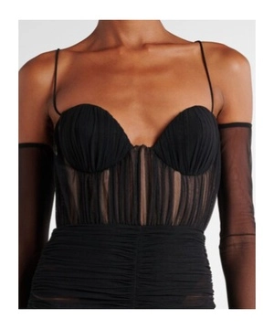 Alex Perry Ruched Sheer Bustier Dress