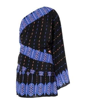 Johanna Ortiz Printed One-shoulder Silk Minidress - Black