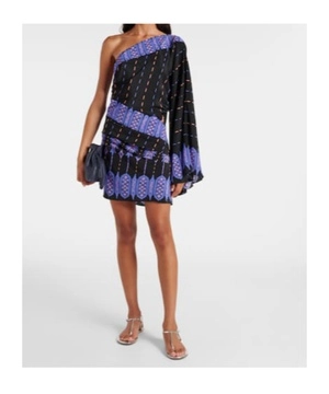 Johanna Ortiz Printed One-shoulder Silk Minidress