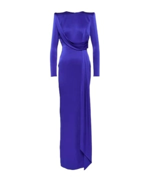 Alex Perry Draped Satin Gown - Blue