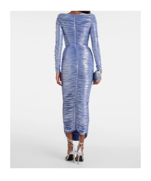 Alex Perry Ruched Lamé Midi Dress