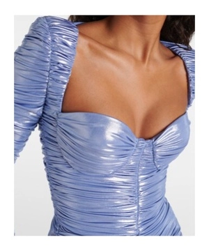 Alex Perry Ruched Lamé Midi Dress