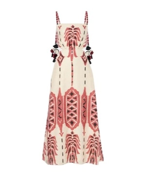 Johanna Ortiz Embroidered Printed Linen Midi Dress