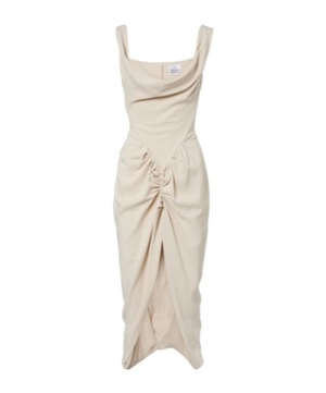 VIVIENNE WESTWOOD Panther Draped Ruched Midi Dress - Nude