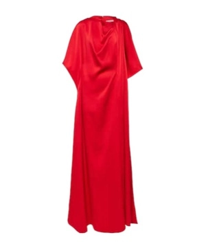 SAFIYAA LONDON Reda Gathered Satin Gown - Red