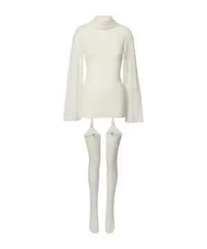AYA MUSE Long Sleeve Dress With Socks - White