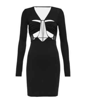NENSI DOJAKA Cutout Jersey Minidress - Black