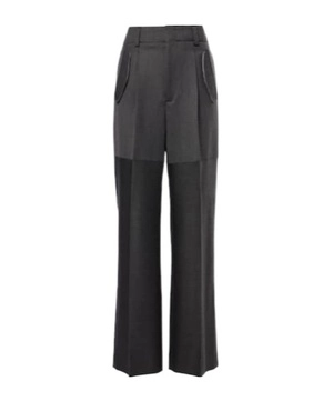 Victoria Beckham Paneled Wool Wide-leg Pants - Black