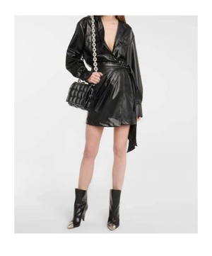 David Koma Faux Leather Shirt Dress