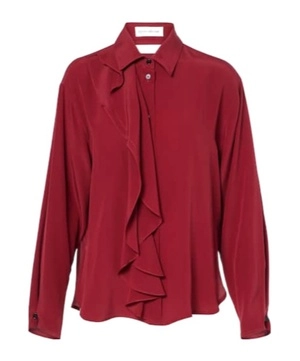 Victoria Beckham Ruffled Silk Blouse - Red