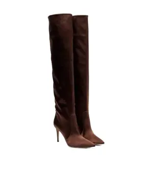 GIANVITO ROSSI Solid Color Satin Over-the-knee Boots - Black