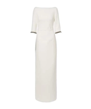 SAFIYAA LONDON Bridal Amaris Embellished Crêpe Gown - White