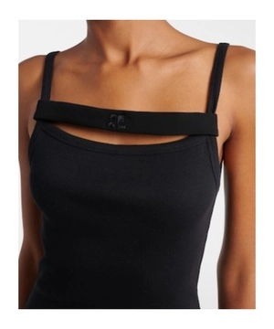 COURREGES Ribbed-knit Cotton Jersey Midi Dress
