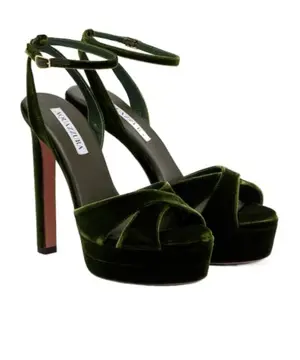 AQUAZZURA Velvet Platform Sandals - Black