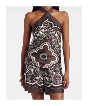 NILI LOTAN Solal Printed Halterneck Silk Top
