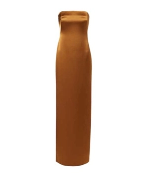Galvan Satin Bustier Gown - Brown
