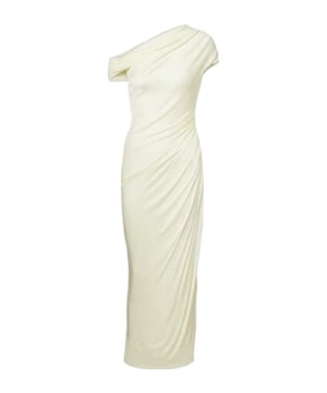 Galvan Draped One-shoulder Midi Dress - White