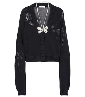 AREA Embellished Cardigan - Black
