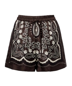 NILI LOTAN Frances Printed Silk Twill Shorts - Black