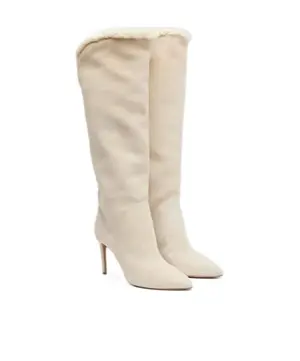 Paris Texas White Suede High Boots - Nude