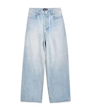 Balenciaga Logo Patch Baggy Jeans - Blue