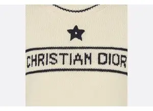 Dior Short-sleeved Knit Sweater With Embroidered Logo - Beige