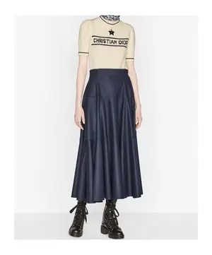 Dior Short-sleeved Knit Sweater With Embroidered Logo - Beige