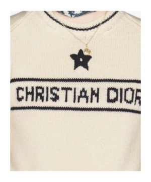 Dior Short-sleeved Knit Sweater With Embroidered Logo - Beige