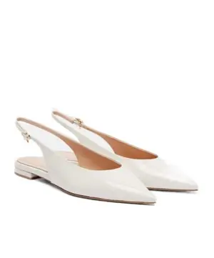 GIANVITO ROSSI Patent Leather Slingback Flats - White
