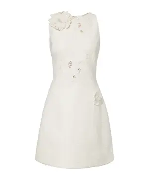 Oscar De La Renta Embroidered Cotton-blend Tweed Minidress - White