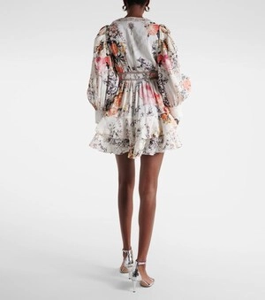 Camilla Floral Linen And Silk Minidress